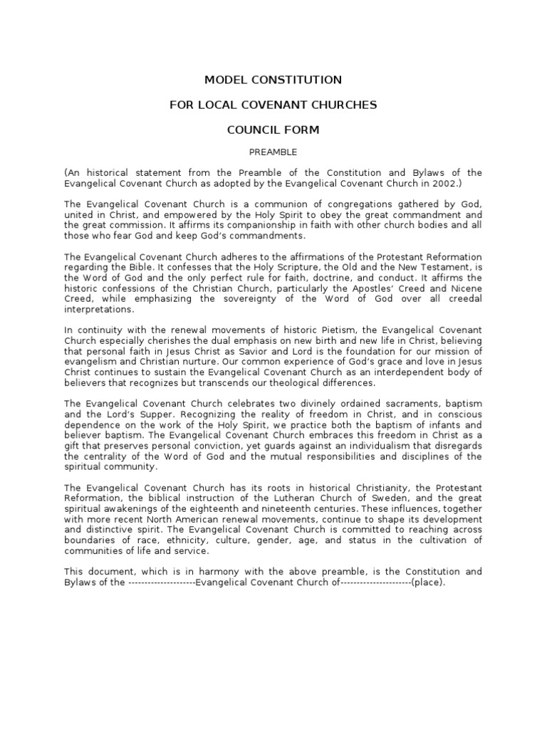 Model Constitution - COUNCIL | Download Free PDF | Covenant Theology ...