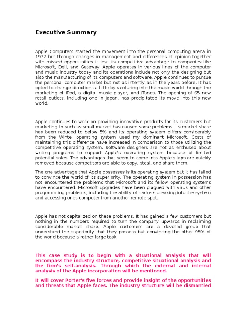 Summary of Apple Case Study | PDF | Strategic Management | Apple Inc.
