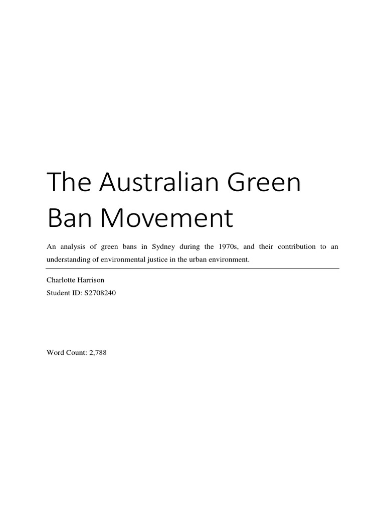 The Australian Green Ban Movement | PDF | Environmentalism | Public Sphere