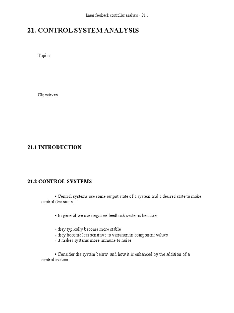 Control System Analysis | PDF | Control Theory | Control System