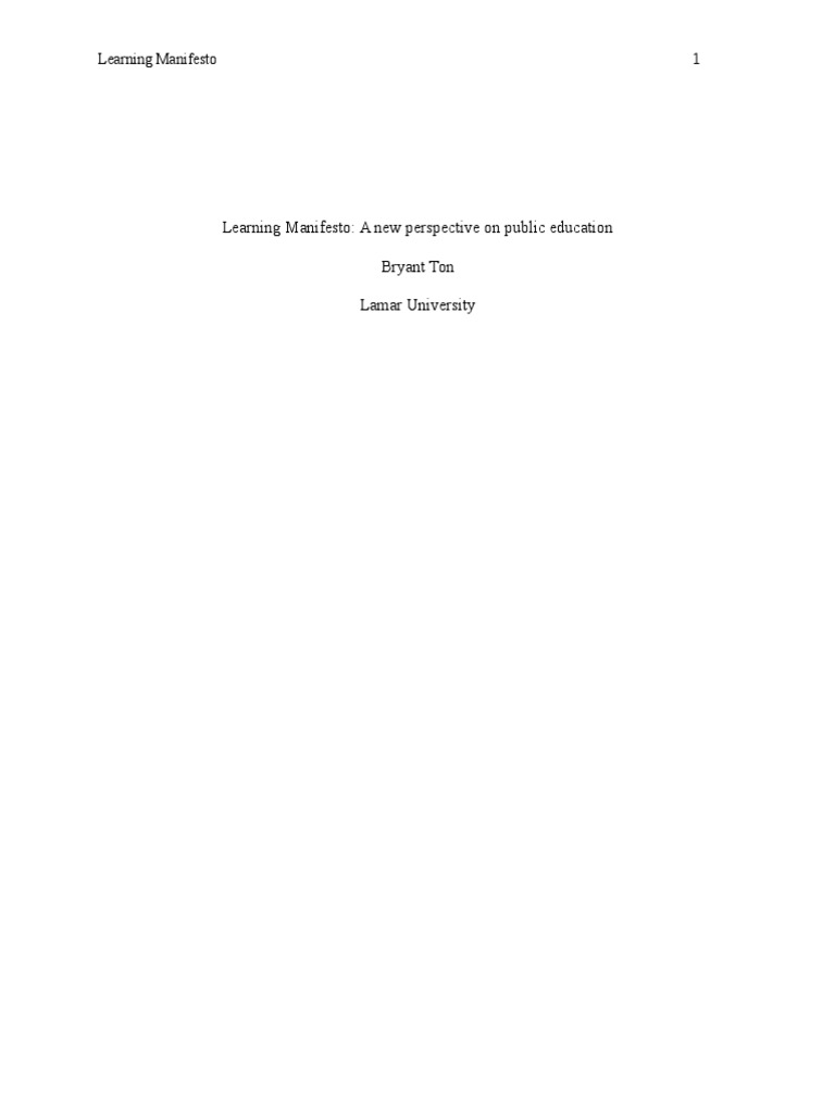 Learning Manifesto | PDF | Classroom | Mindset