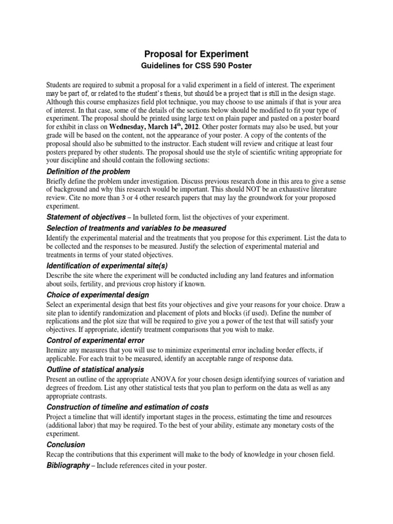 Proposal For Experiment: Guidelines For CSS 590 Poster | PDF ...