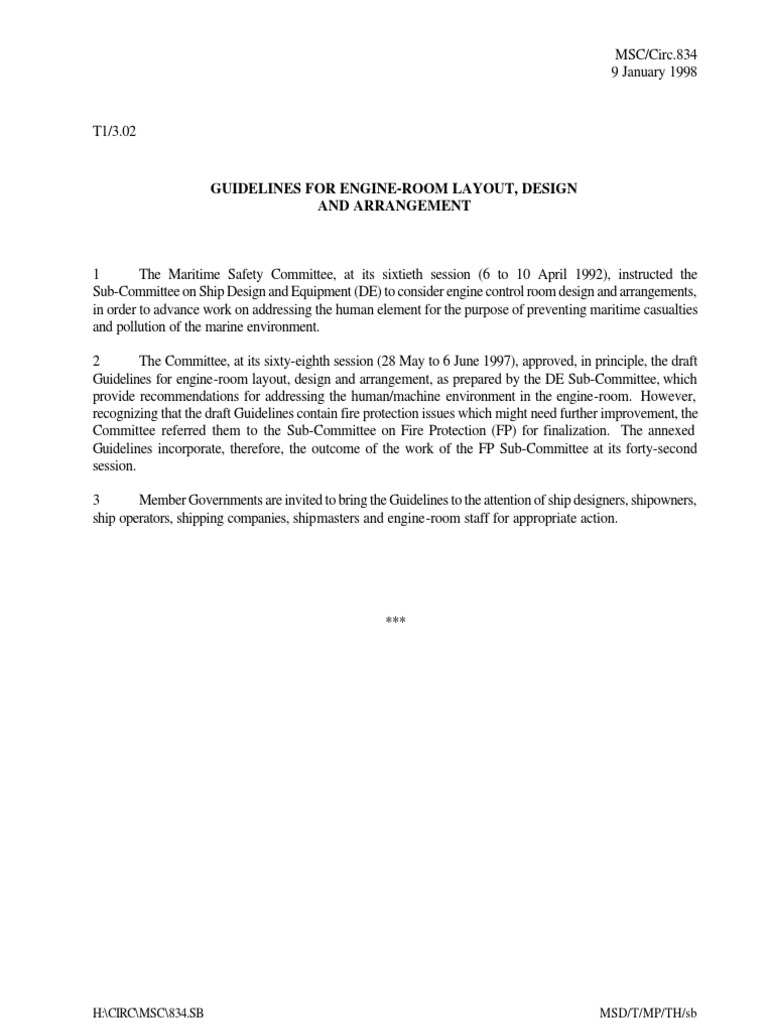 Guidelines For Engine-Room Layout, Design Msccirc | PDF | Human Factors ...