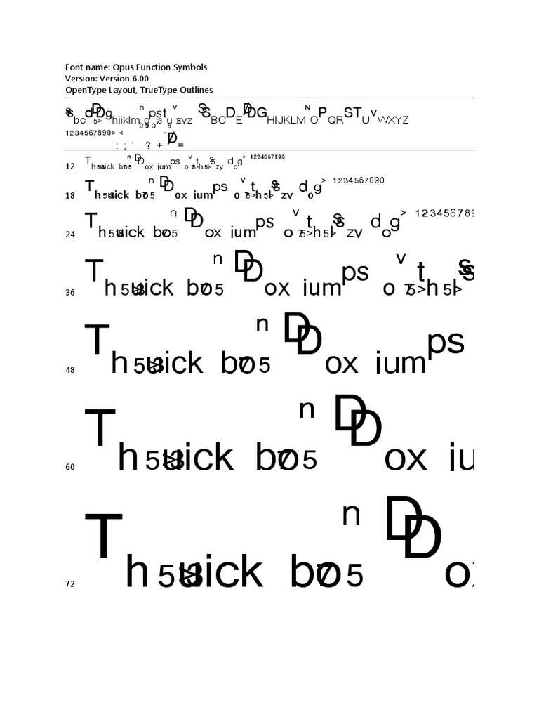 Opus Function Symbols (OpenType) | PDF