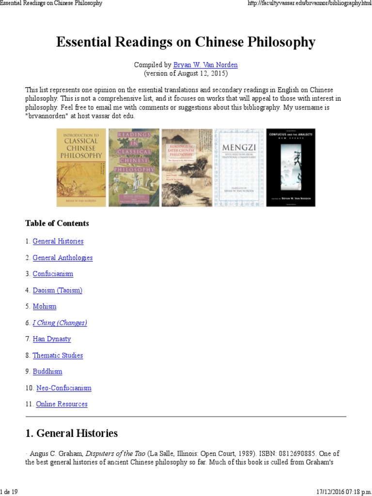 Essential Readings On Chinese Philosophy | PDF | Tao Te Ching | Chinese ...
