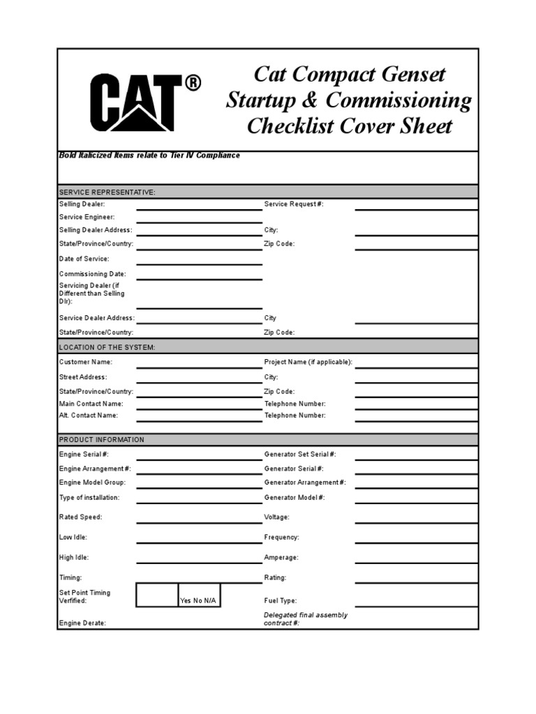 Cat Compact Start Up and Commissioning Checklist | PDF | Battery ...