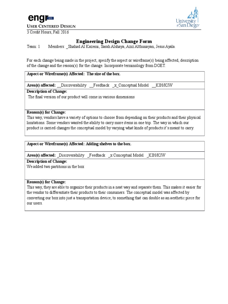 Engineering Design Change Form: SER Entered Esign | PDF
