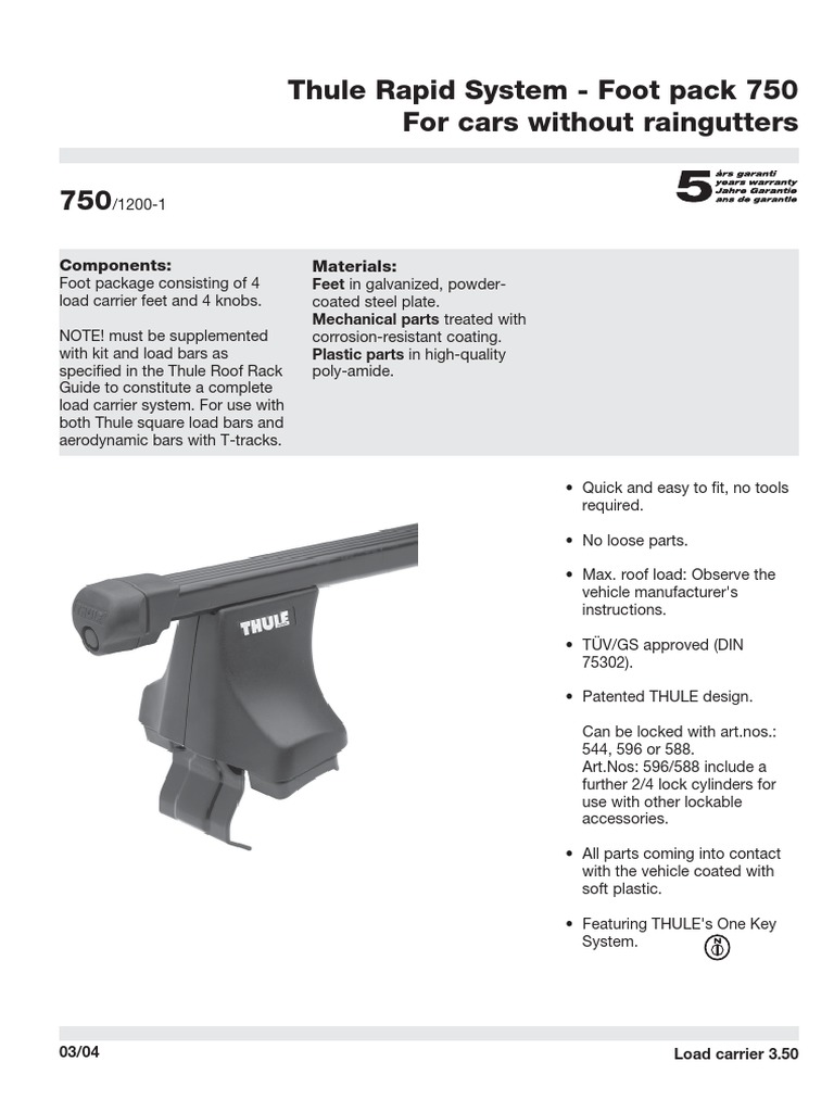 Thule Rapid System Foot Pack 750 Guide | PDF | Business
