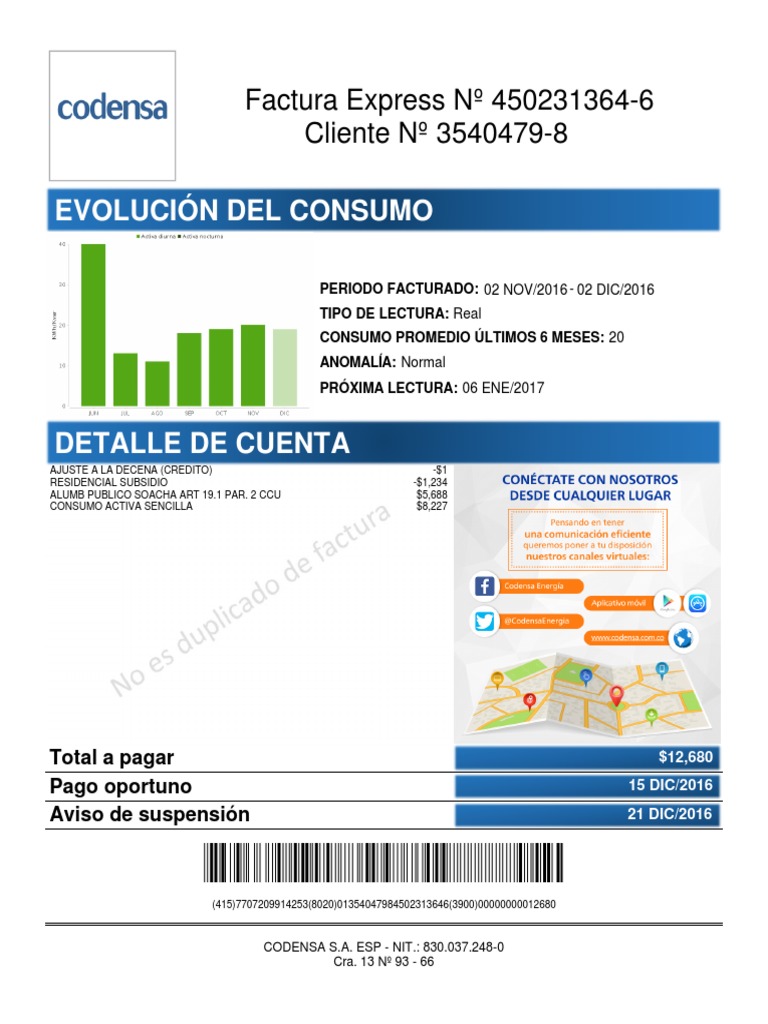 Factura Codensa | PDF