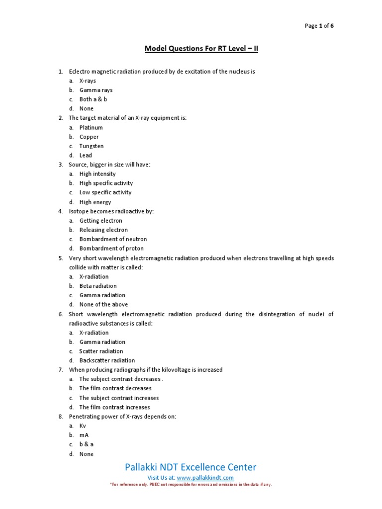 RT Level II Model Questions and Answers | PDF | Electromagnetic ...