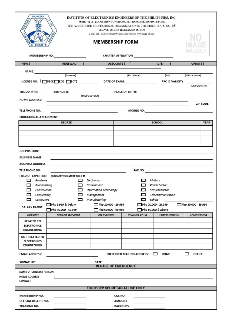 New Iecep Membership Form