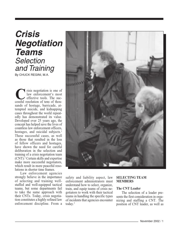 Crisis Negotiation Teams: Selection and Training | PDF | Negotiation ...
