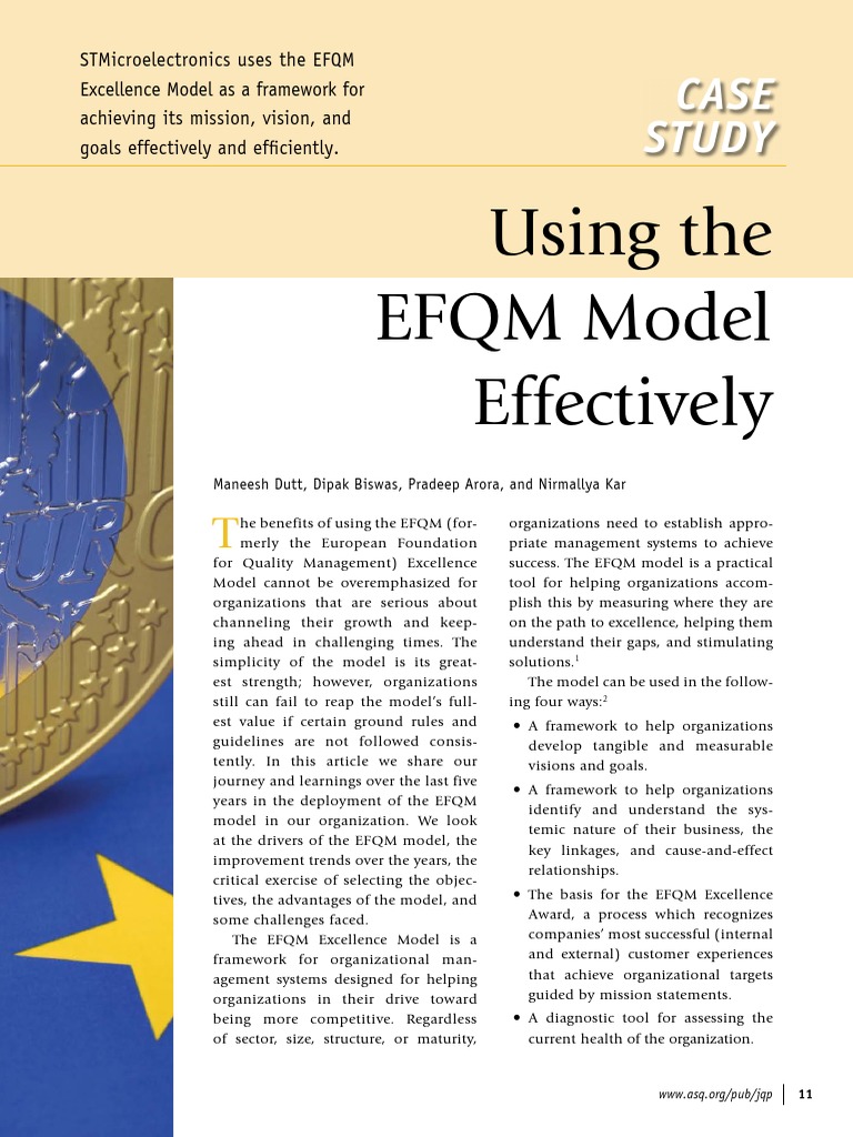 Using The EFQM Model Effectively: Case Study | PDF | Goal | Strategic ...