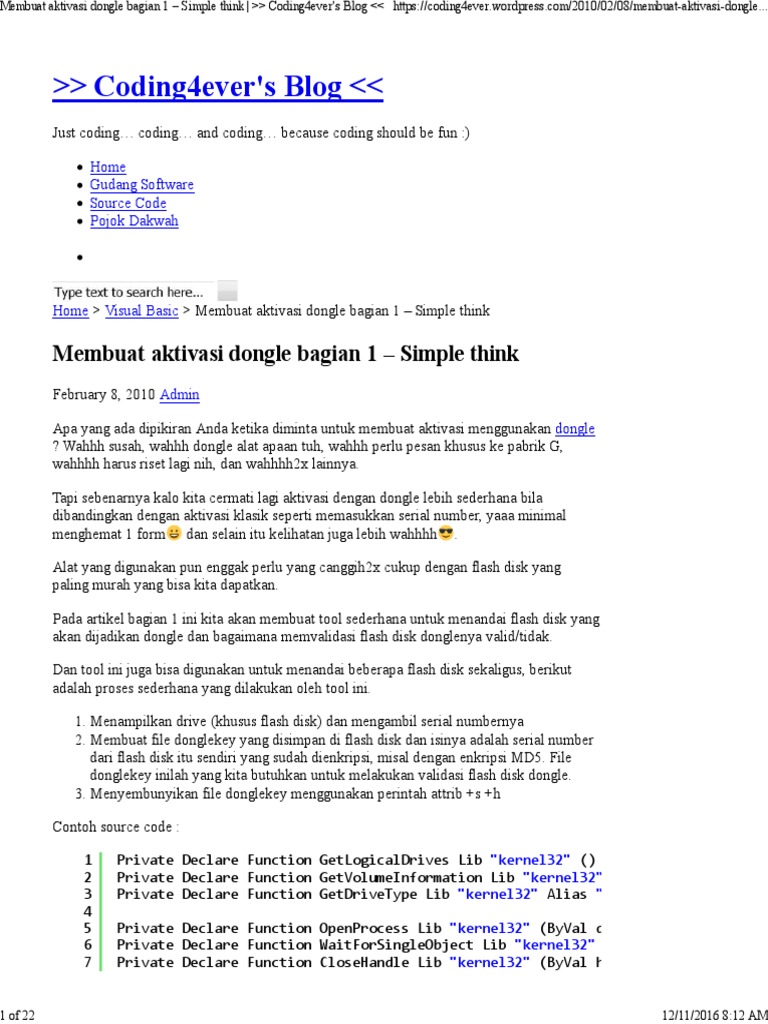 Membuat Aktivasi Dongle Bagian 1 - Simple Think - Coding4ever's Blog | PDF | Game & Aktivitas ...