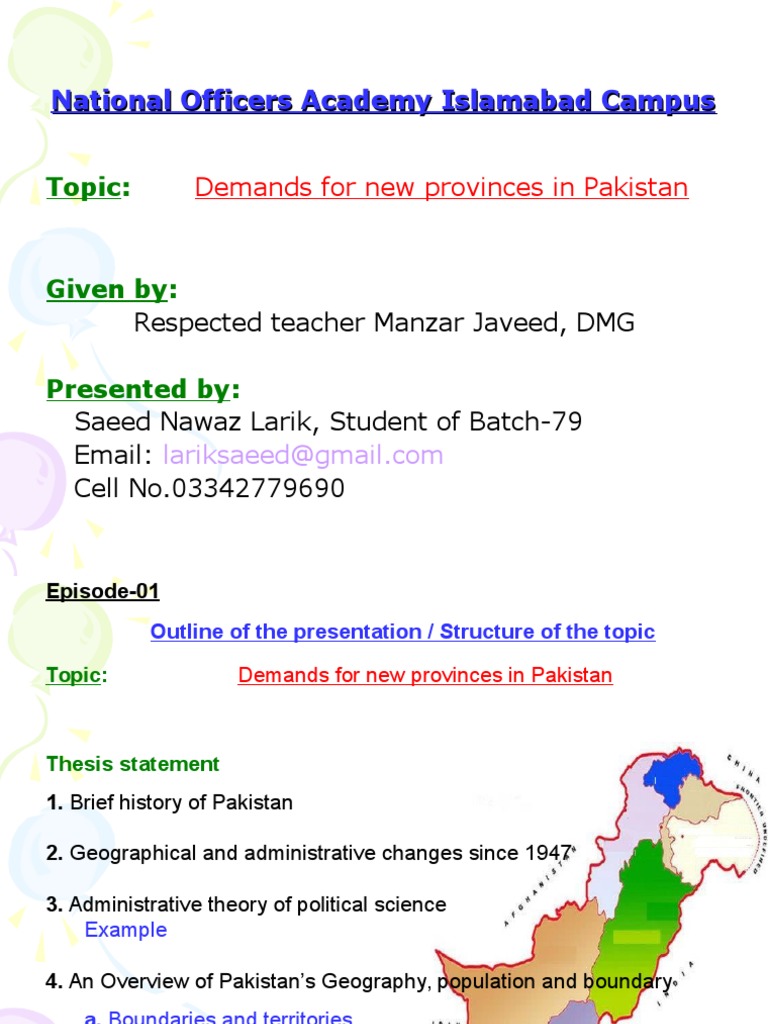 Demands For New Provinces in Pakistan Presentation | PDF | Khyber ...