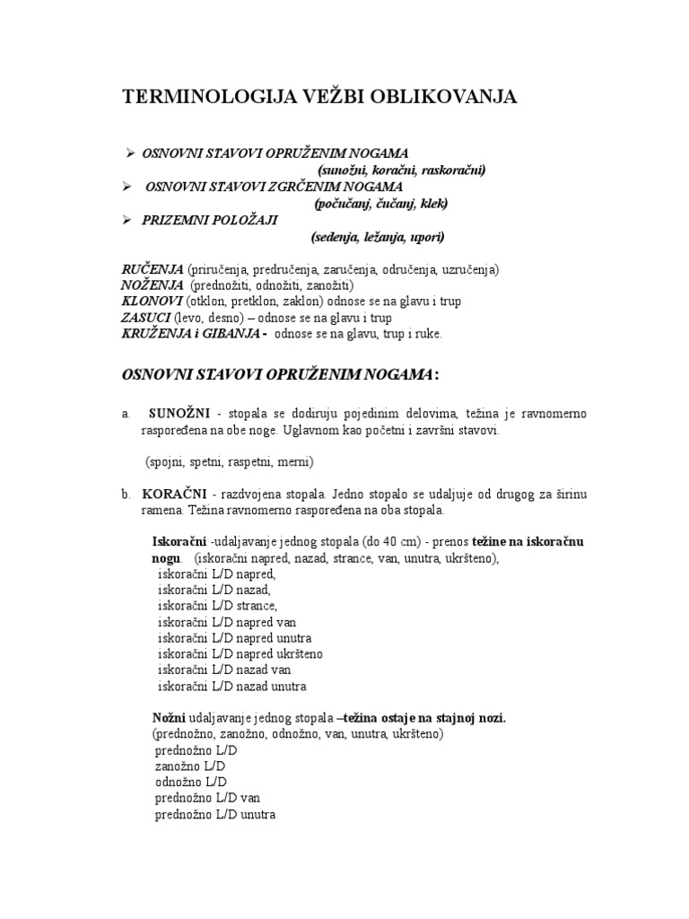 Terminologija Vezbi Oblikovanja | PDF