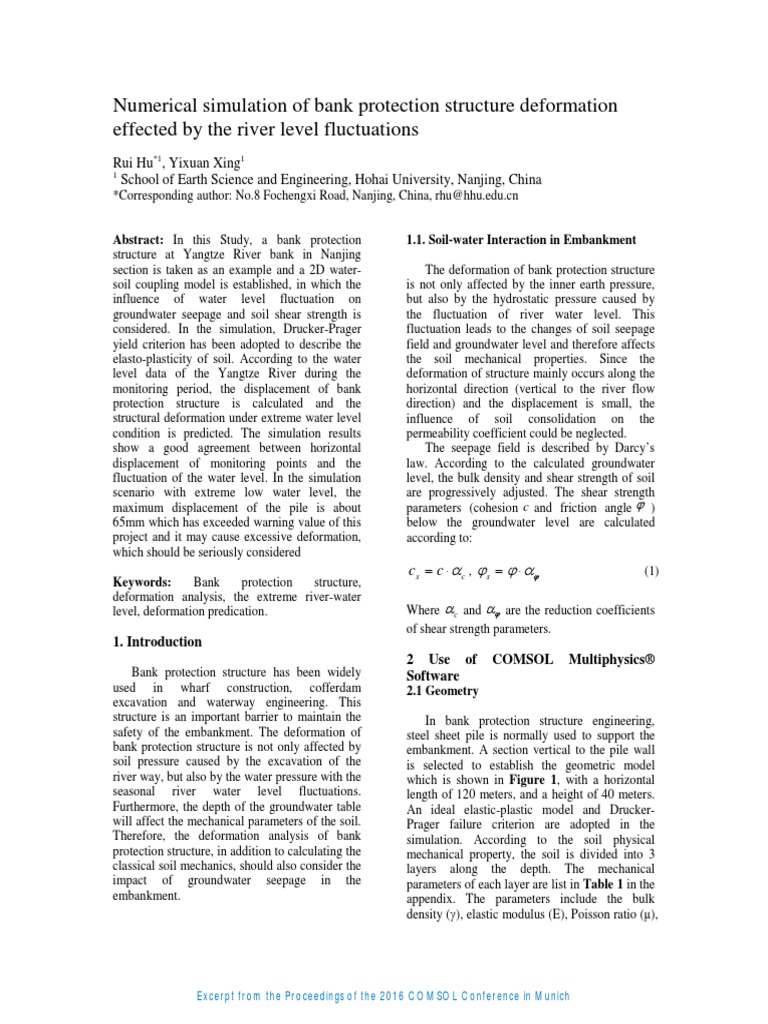 Numerical Simulation of Bank Protection Structure Deformation Effected ...