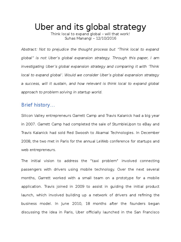 Uber's Global Expansion Strategy Insights | PDF | Uber (Company) | Didi ...