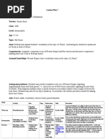 Tesol Lesson Plan | PDF | Lesson Plan | English As A Second Or Foreign ...