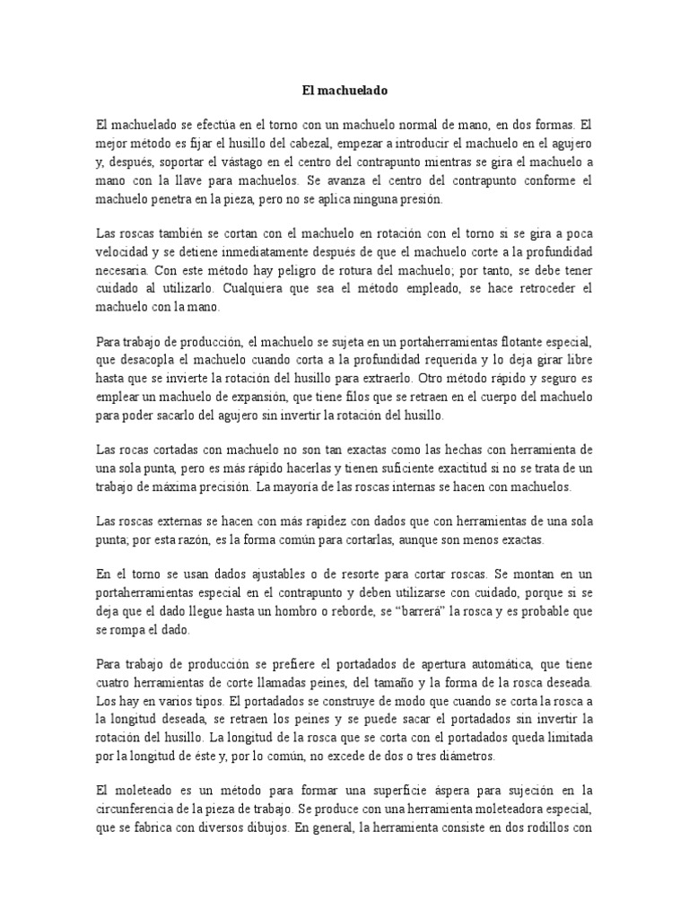 El Machuelado | PDF | Máquinas | Procesos industriales