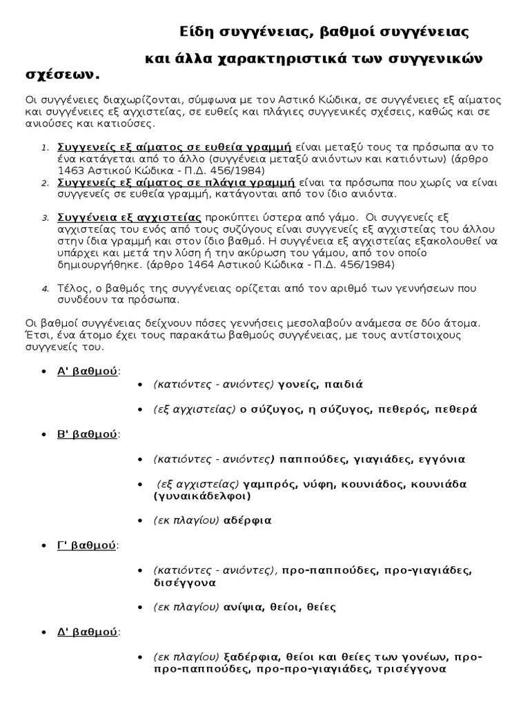 ΒΑΘΜΟΙ ΣΥΓΓΕΝΕΙΑΣ | PDF