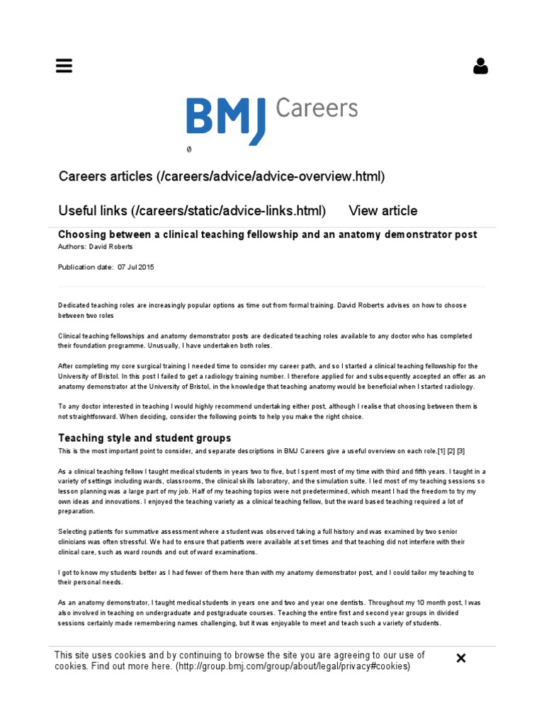 Anatomy Demonstrator Job | PDF | Medical Education | Postgraduate Education