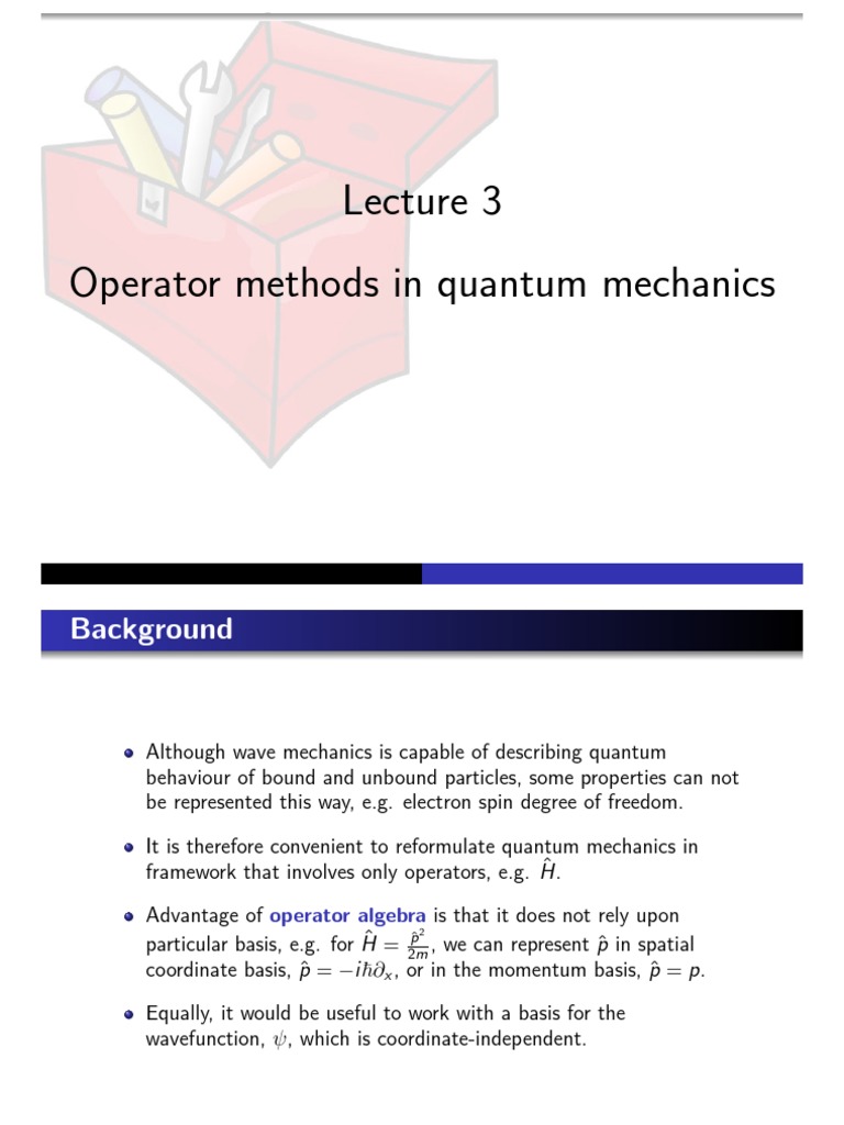 Operator Lesson PowerPoint PDF | PDF | Wave Function | Quantum Mechanics