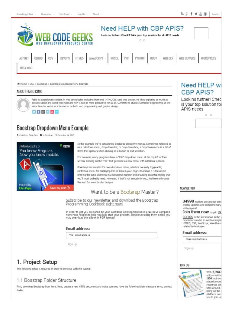 Boostrap Dropdown Menu Example Pdf Bootstrap Front End Framework Java Script 0754