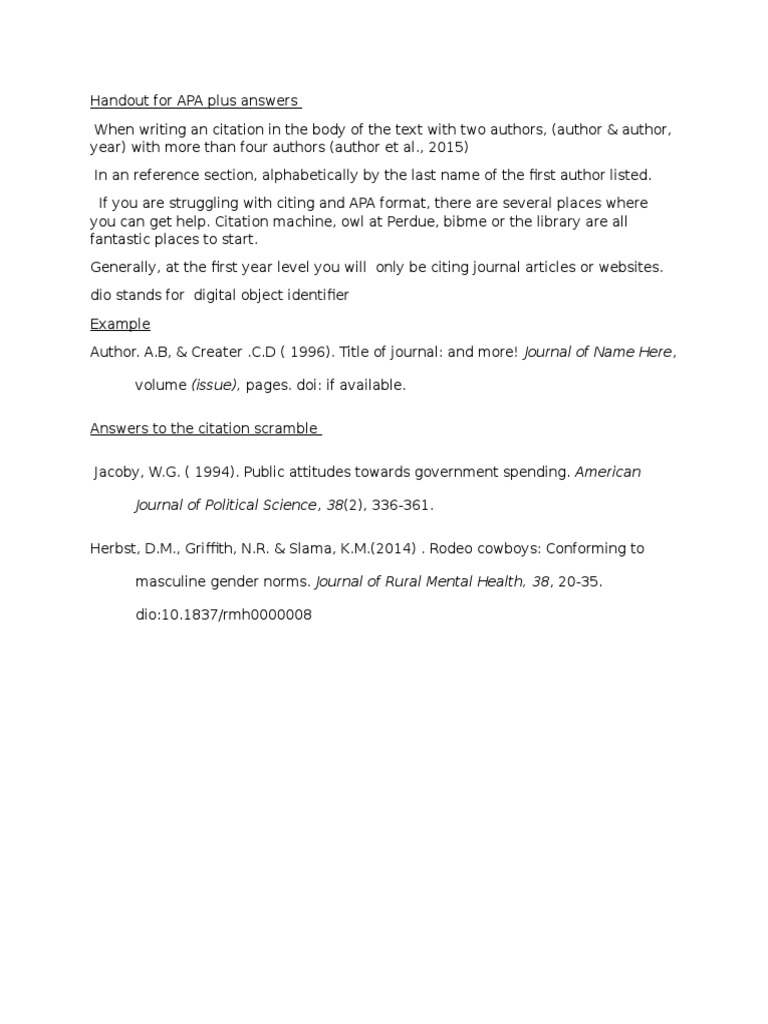 Apa Handout | PDF