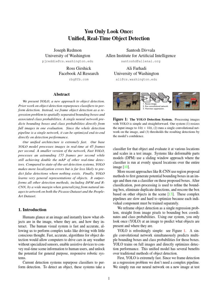 Real-Time Object Detection: Introducing YOLO, a Unified Approach for ...