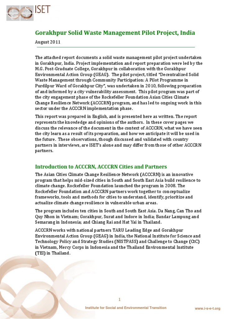 Gorakhpur Solid Waste Pilot Project | PDF | Compost | Waste Management