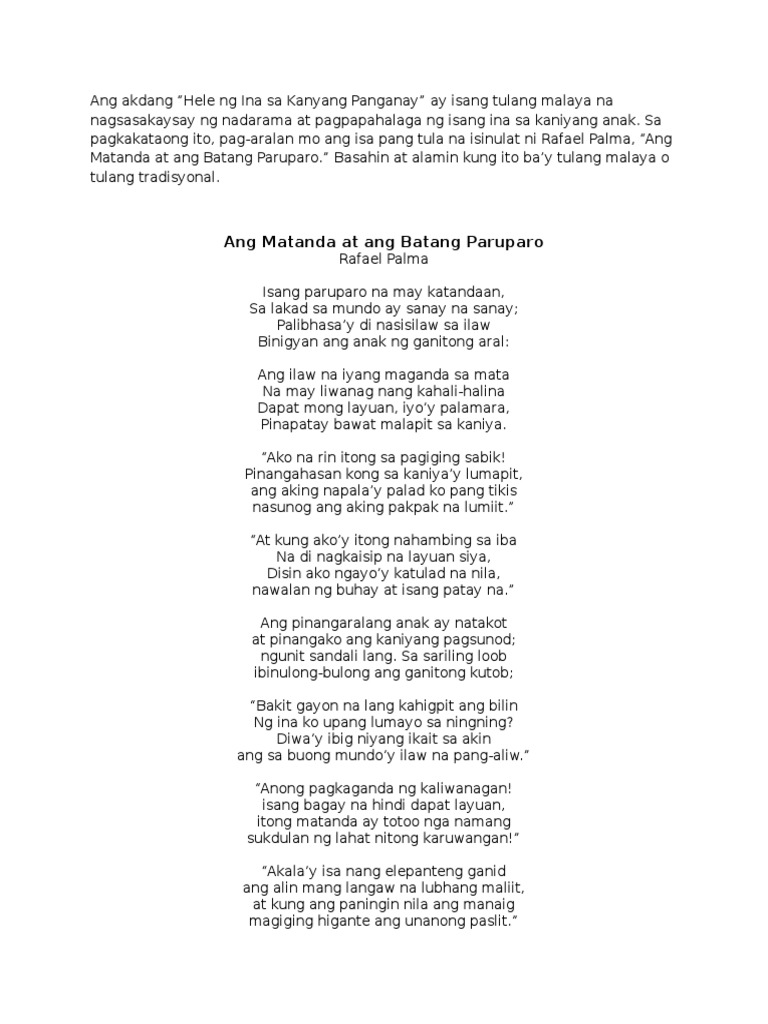 Hele Ng Ina Sa Kanyang Panganay Na Anak