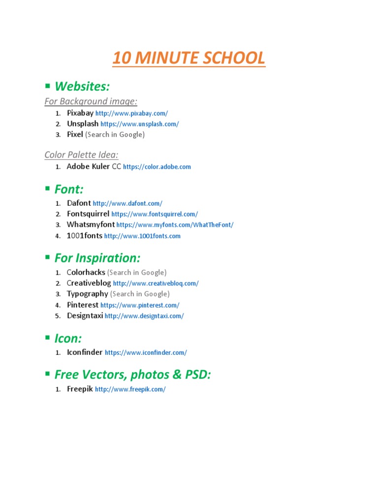 10 Minute School Resource Guide | PDF | Computers