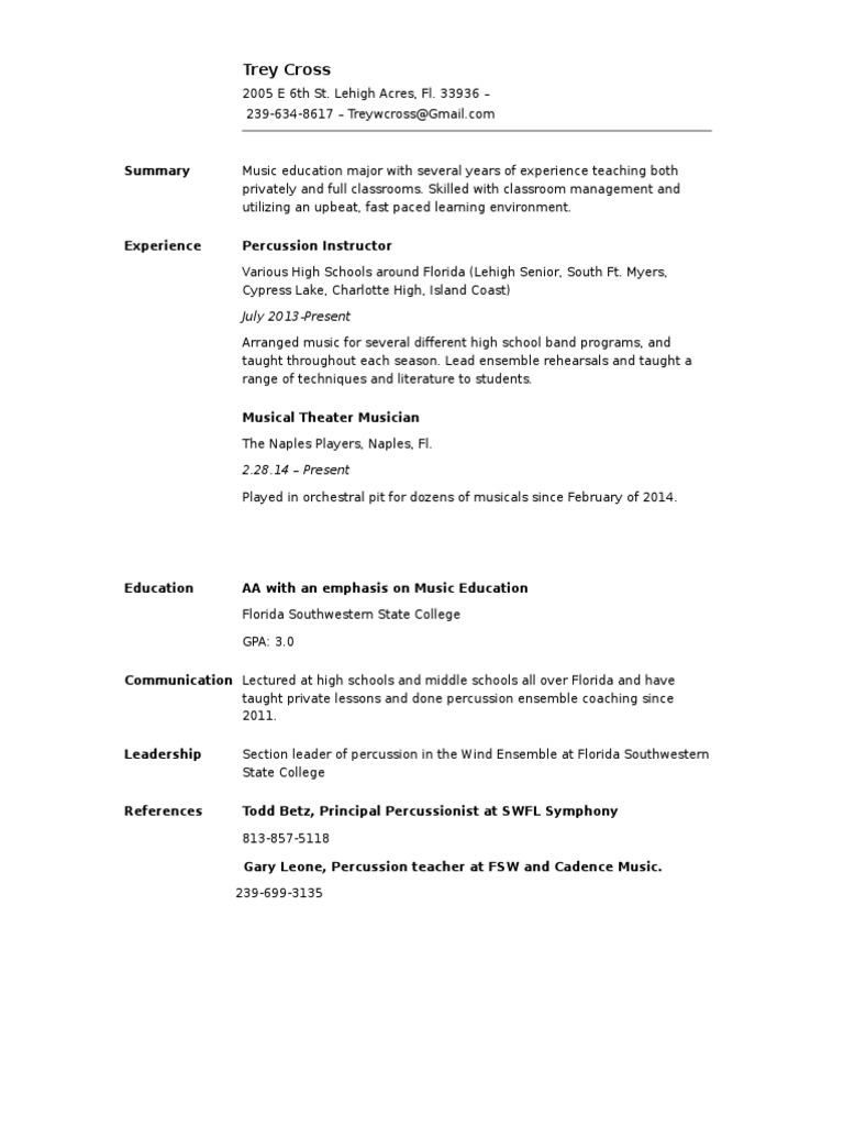 Trey Cross: July 2013-Present | PDF