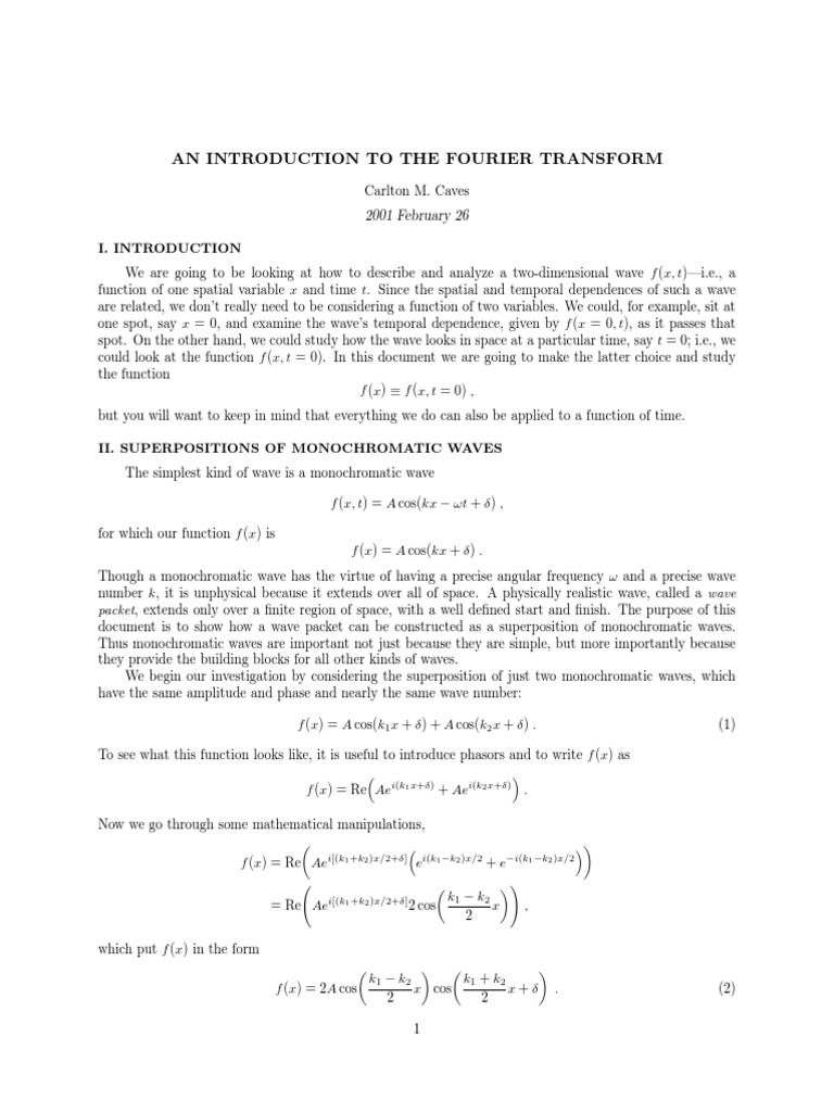 Fourier Transform PDF | PDF | Waves | Fourier Transform