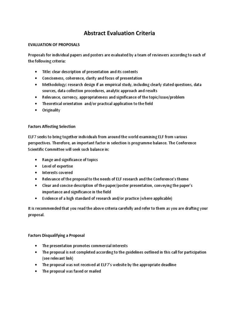 Abstract Evaluation Criteria | PDF