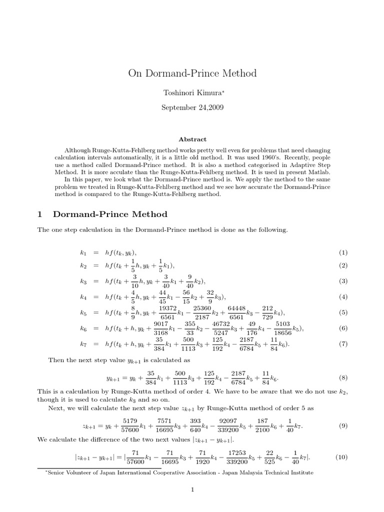Dormand Prince | PDF | Physics | Teaching Mathematics
