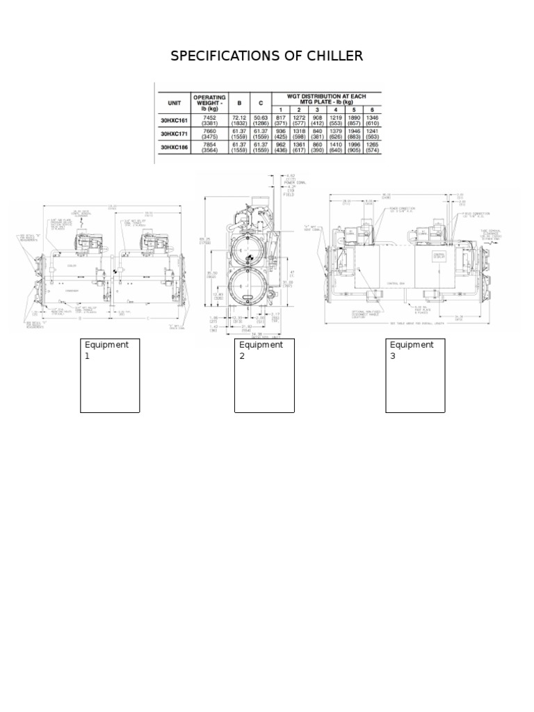 Chiller Equipment Specifications Guide | PDF | Technology & Engineering