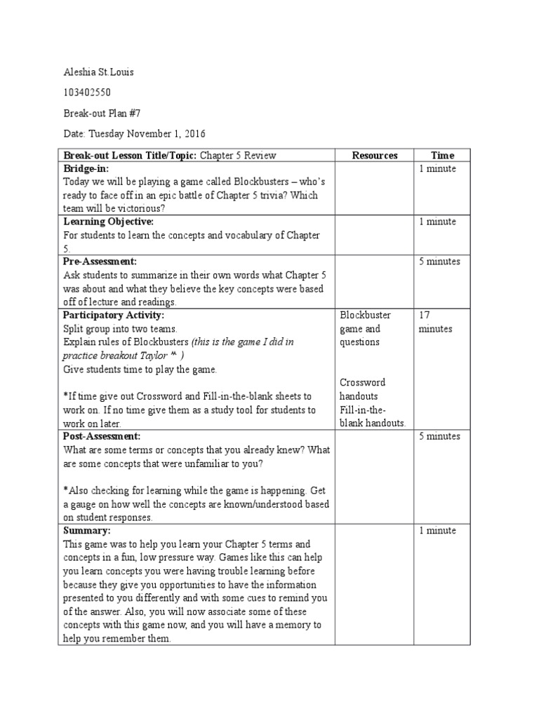 Breakout Plan 7 | PDF