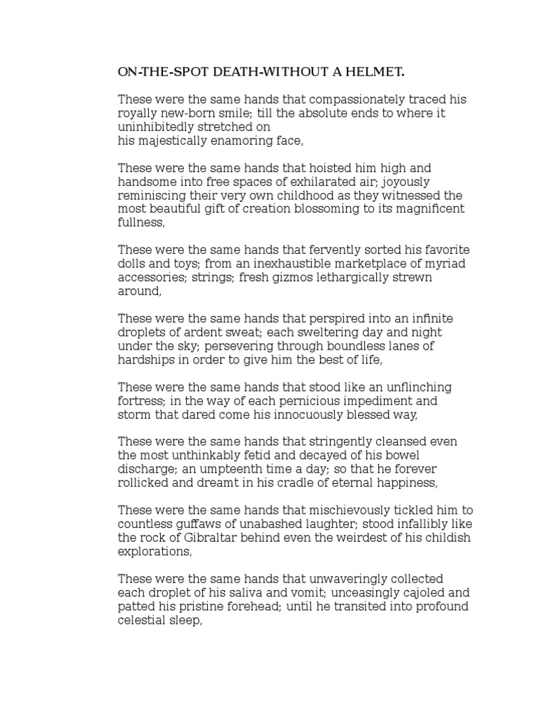 On-The-Spot Death-Without A Helmet | PDF | Leisure