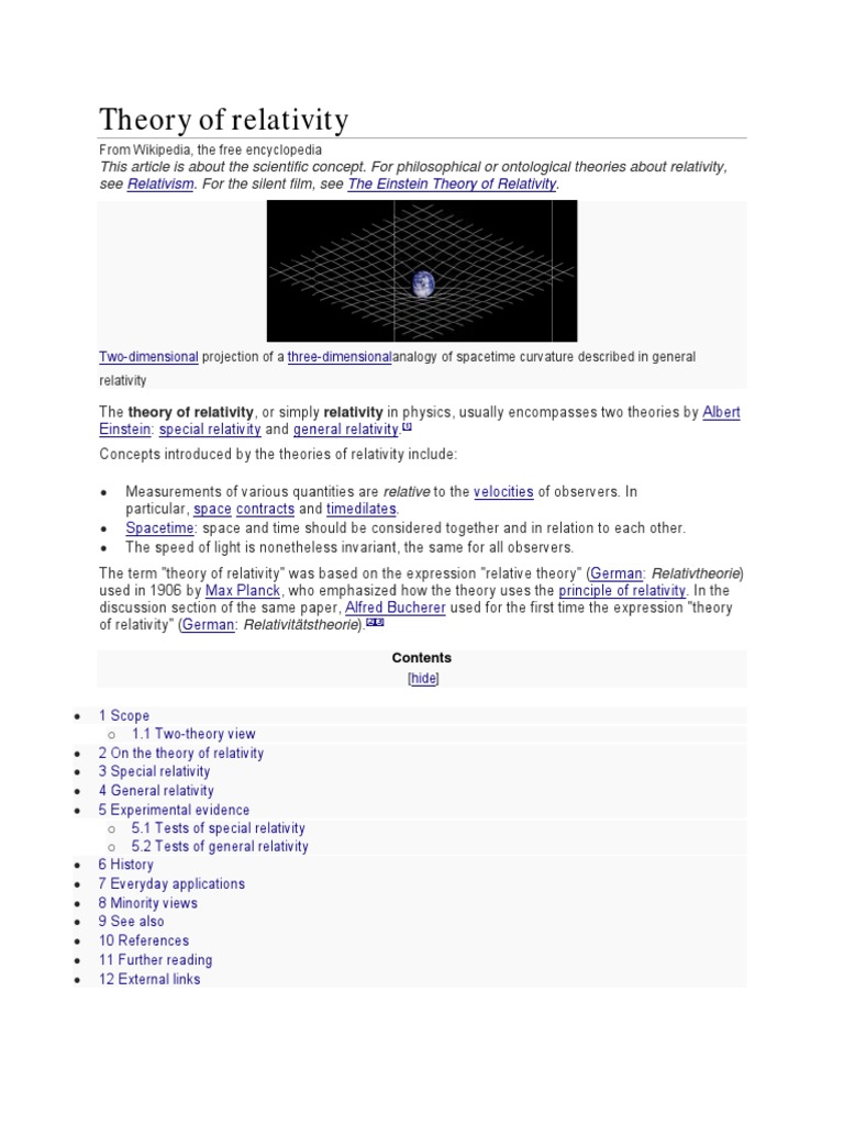 Theory of Relativity | PDF | General Relativity | Gravity