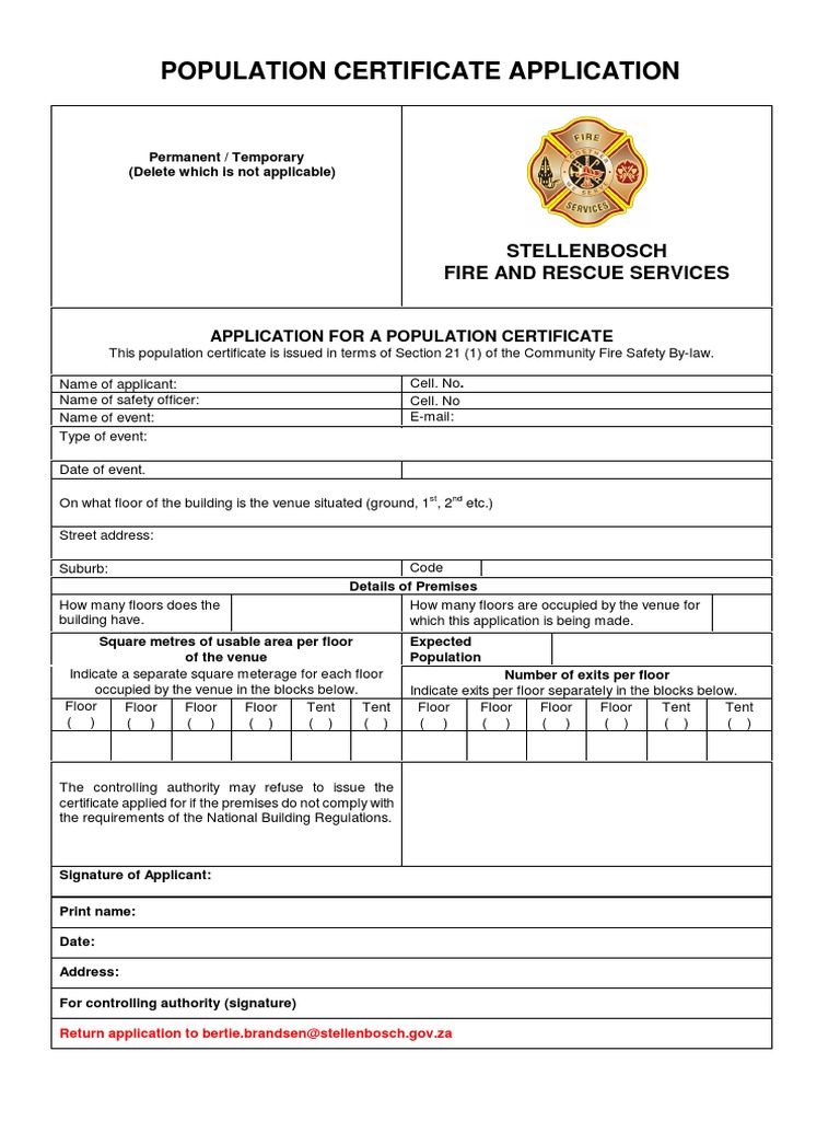 Application for Population Certificate | Business