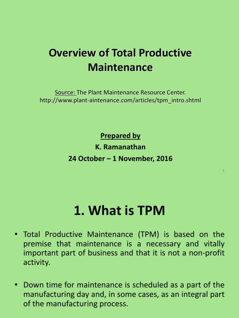 Session 3 Overview of TPM | PDF | Maintenance | Production And ...
