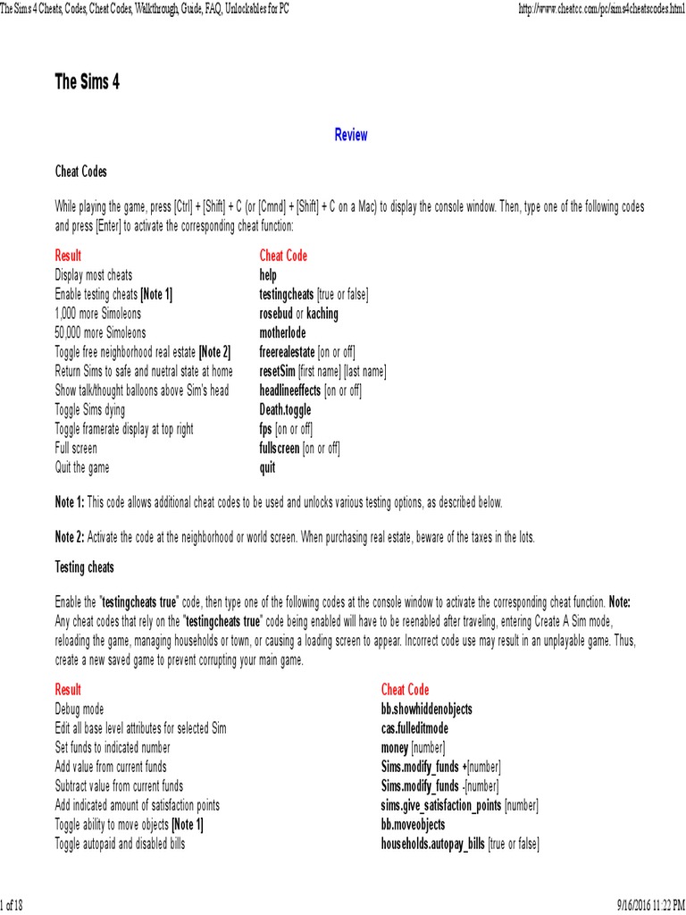 The Sims 4 Cheats, Codes, Cheat Codes, Walkthrough, Guide, FAQ ...