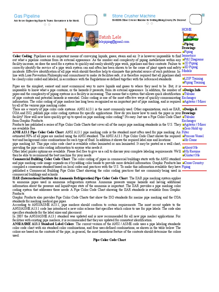 ANSI A13.1 Pipe Color Code Chart | Download Free PDF | Pipeline ...