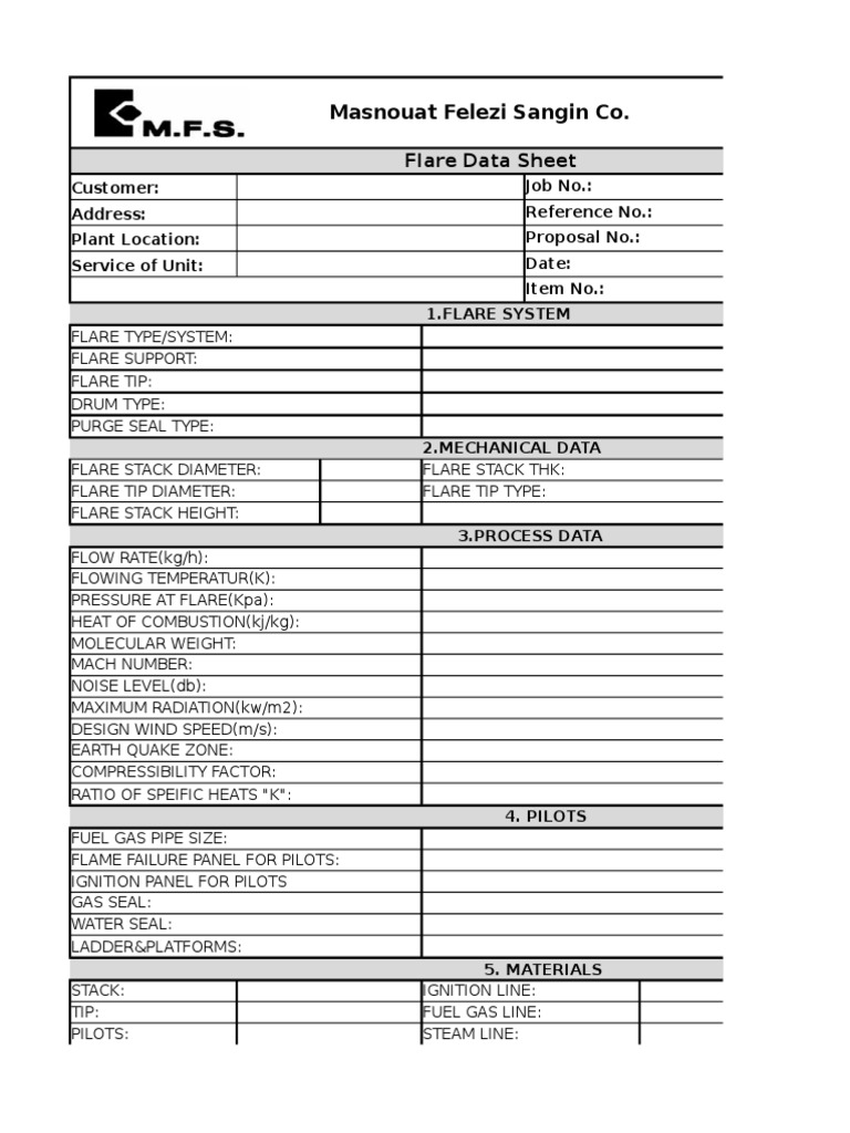 Flare Stack Data Sheet | PDF