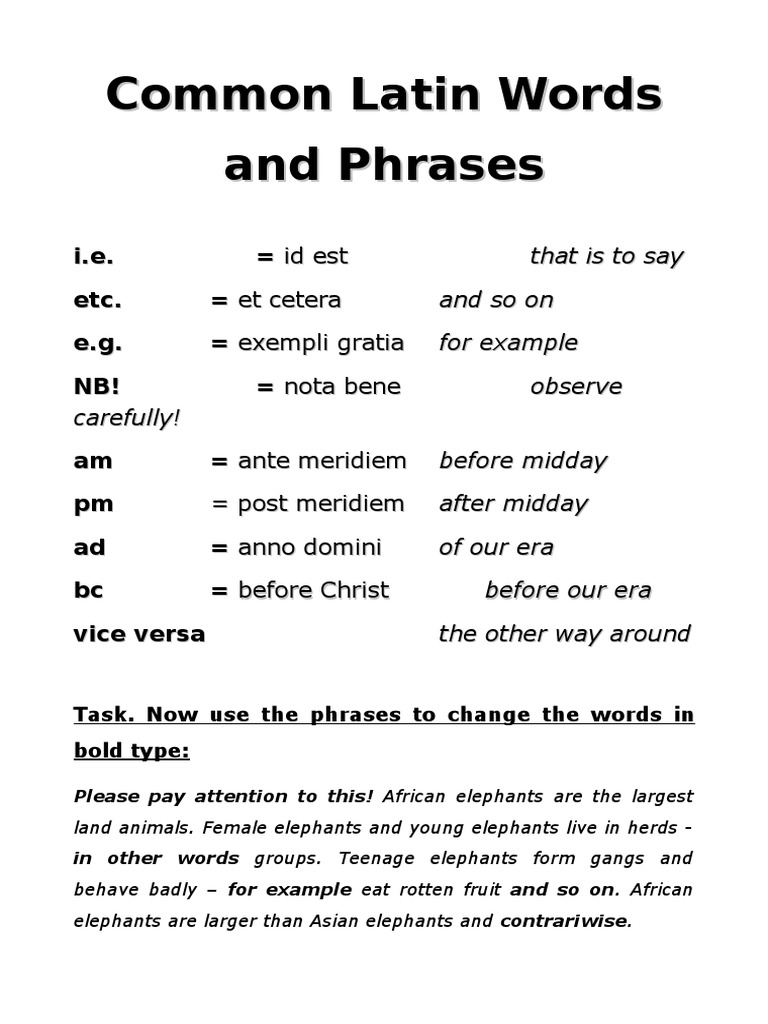 Common Latin Words and Phrases | PDF