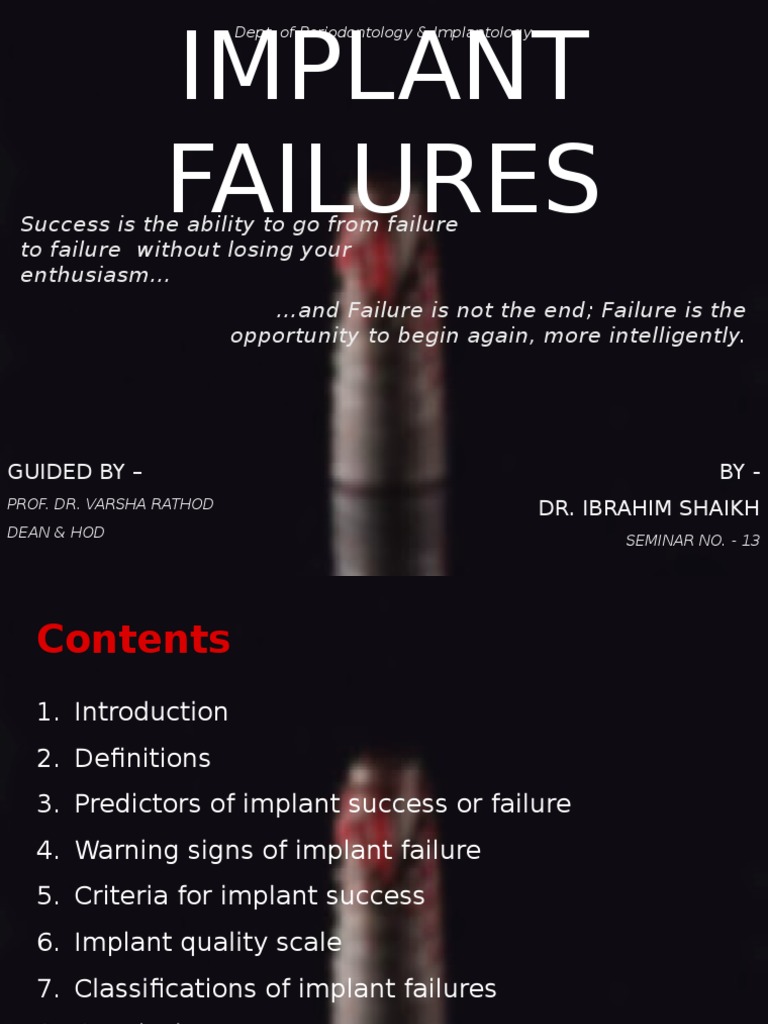 Implant Failures - Part A | PDF | Dental Implant | Mouth