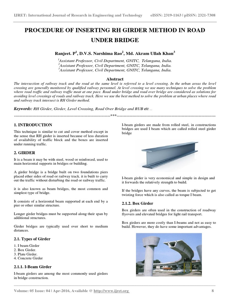RH Girder Method for Road Under Bridges | PDF | Precast Concrete | Concrete