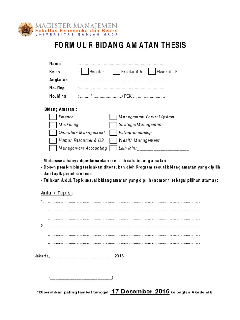 Formulir Bidang Amatan Thesis | PDF